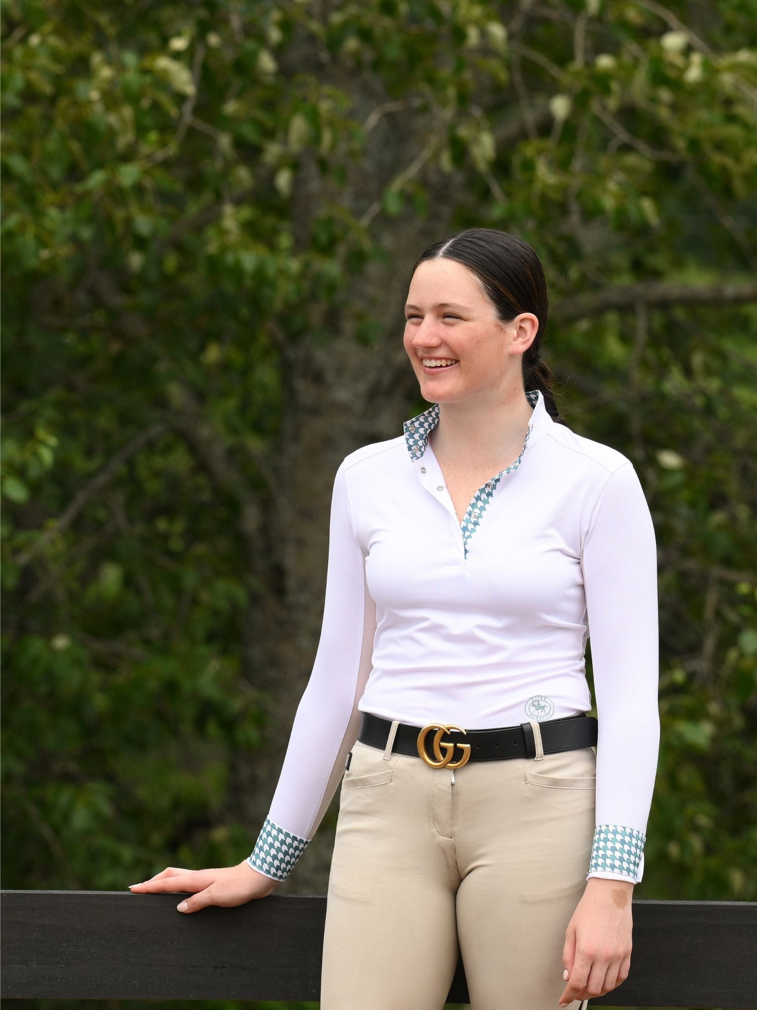 Geometric Ladies Talent Yarn Straight Collar Long Sleeve Show Shirt ...